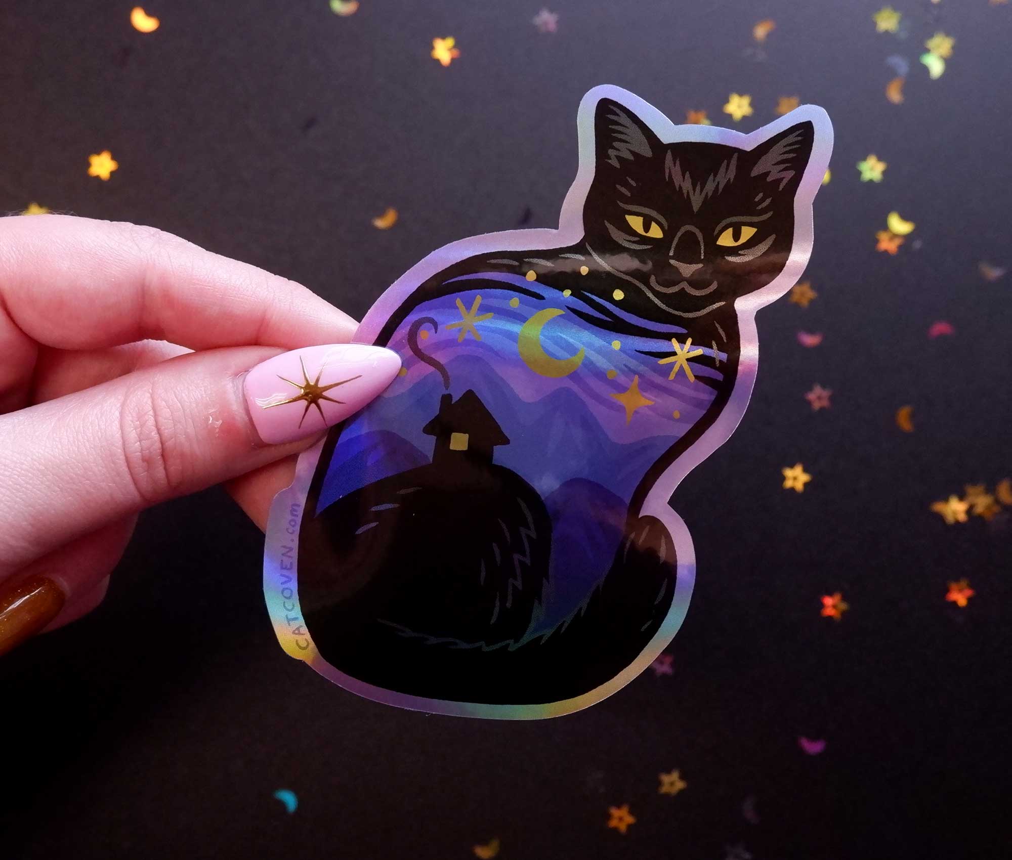 Twilight Cat - Holographic Sticker – Cat Coven
