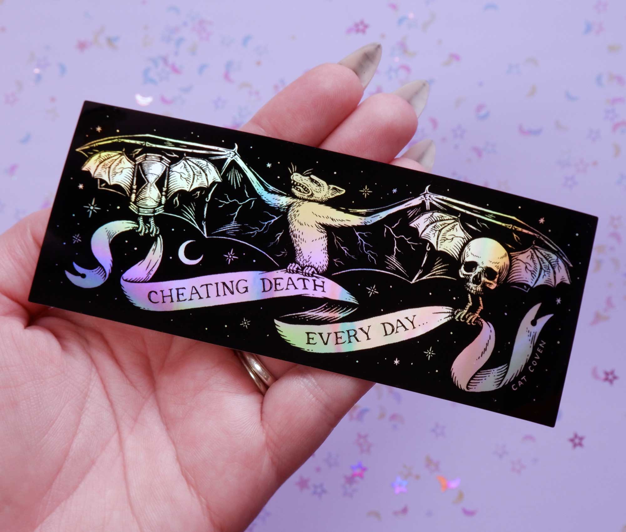Cheating Death - Holographic Sticker – Cat Coven