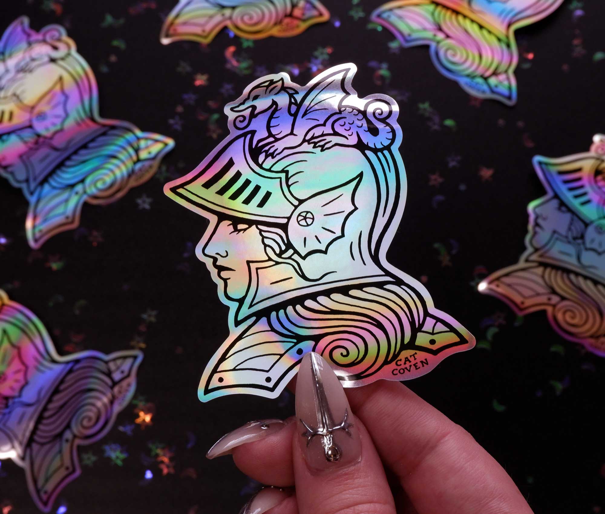 Lady Knight - Holographic Sticker – Cat Coven