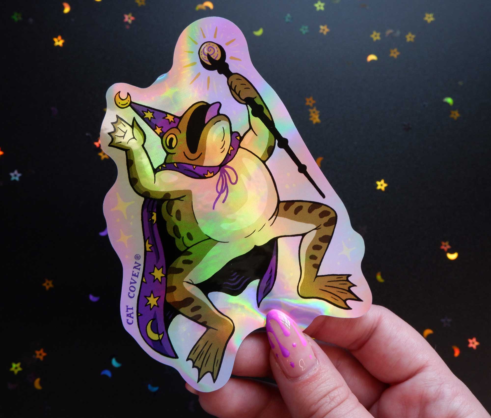 Toad Wizard - Holographic Sticker – Cat Coven